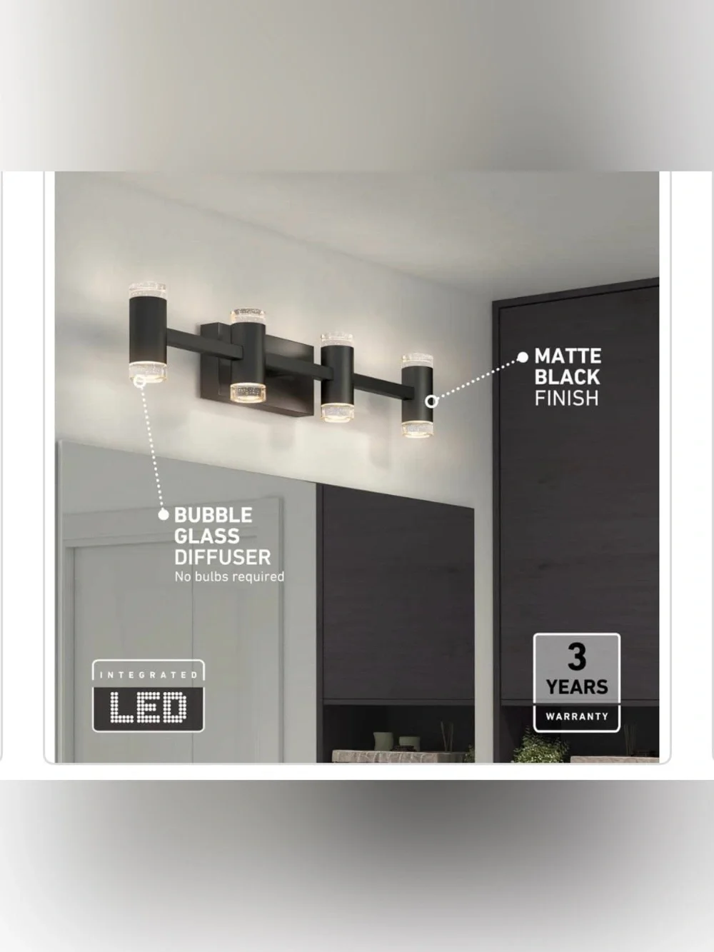Accents | New Artika Mist Modern Matte Black Led Vanity Light Fixture ...